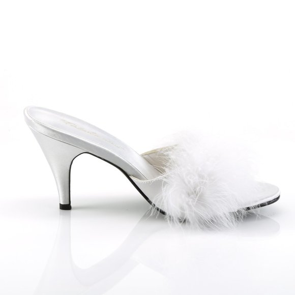 Shoes | Marabou Slide On Satin Pin Up High Heel Shoes | Poshmark